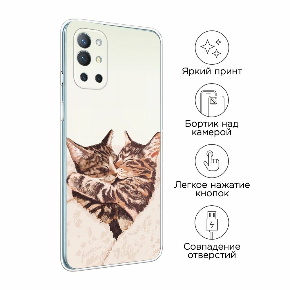 Чехол на OnePlus 9R / ВанПлас 9R с принтом "Влюбленные котейки - 14 февраля" — фото 1