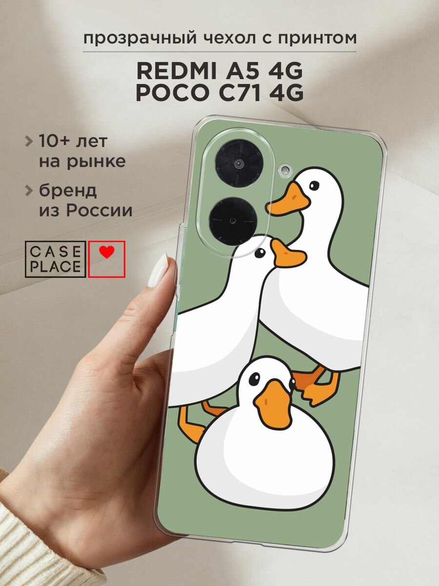 Чехол на Xiaomi Redmi A5 4G/Poco C71 4G / Редми А5 4G/Поко C71 4G с принтом "Утиное трио"