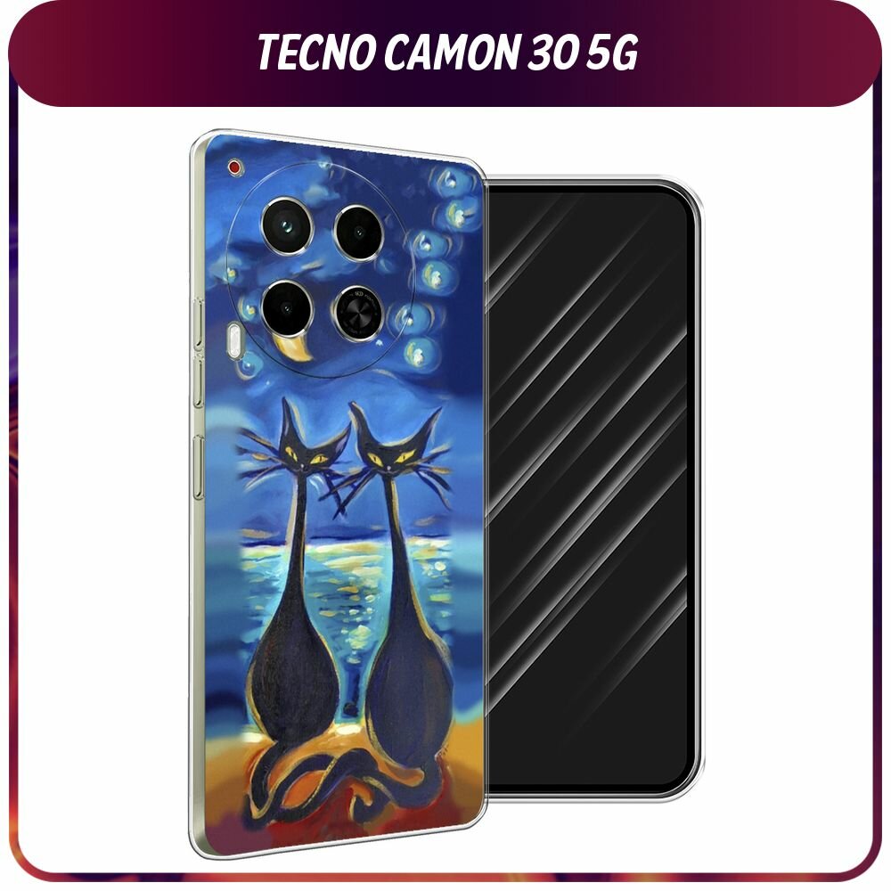 Чехол на Tecno Camon 30 5G / Текно Камон 30 5G с принтом "Влюбленные котики 7"