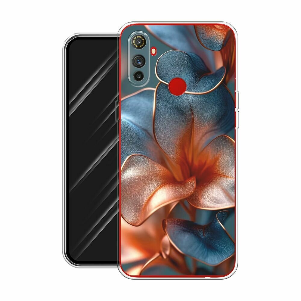 Силиконовый чехол на Realme C3 / Реалми C3 с принтом "Жемчужные цветы" — фото 1