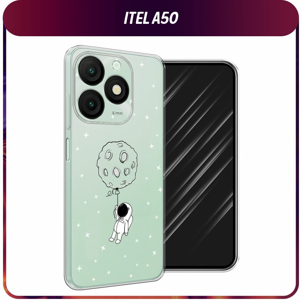 Чехол на Itel A50 / Ител А50 с принтом Полет на воздушном шаре, прозрачный