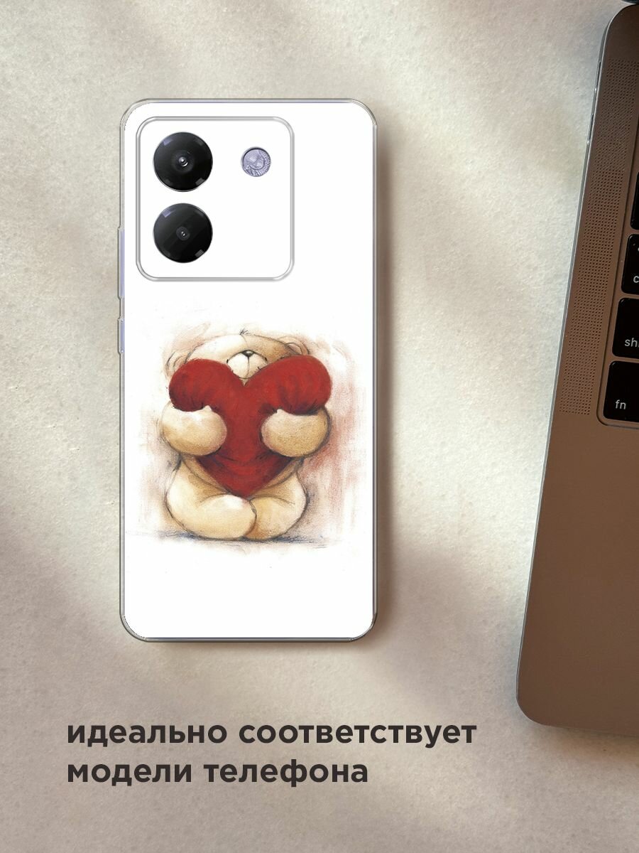 Чехол на Poco M7 Pro / Поко М7 Про с принтом "Мишка с сердцем 1" — фото 1