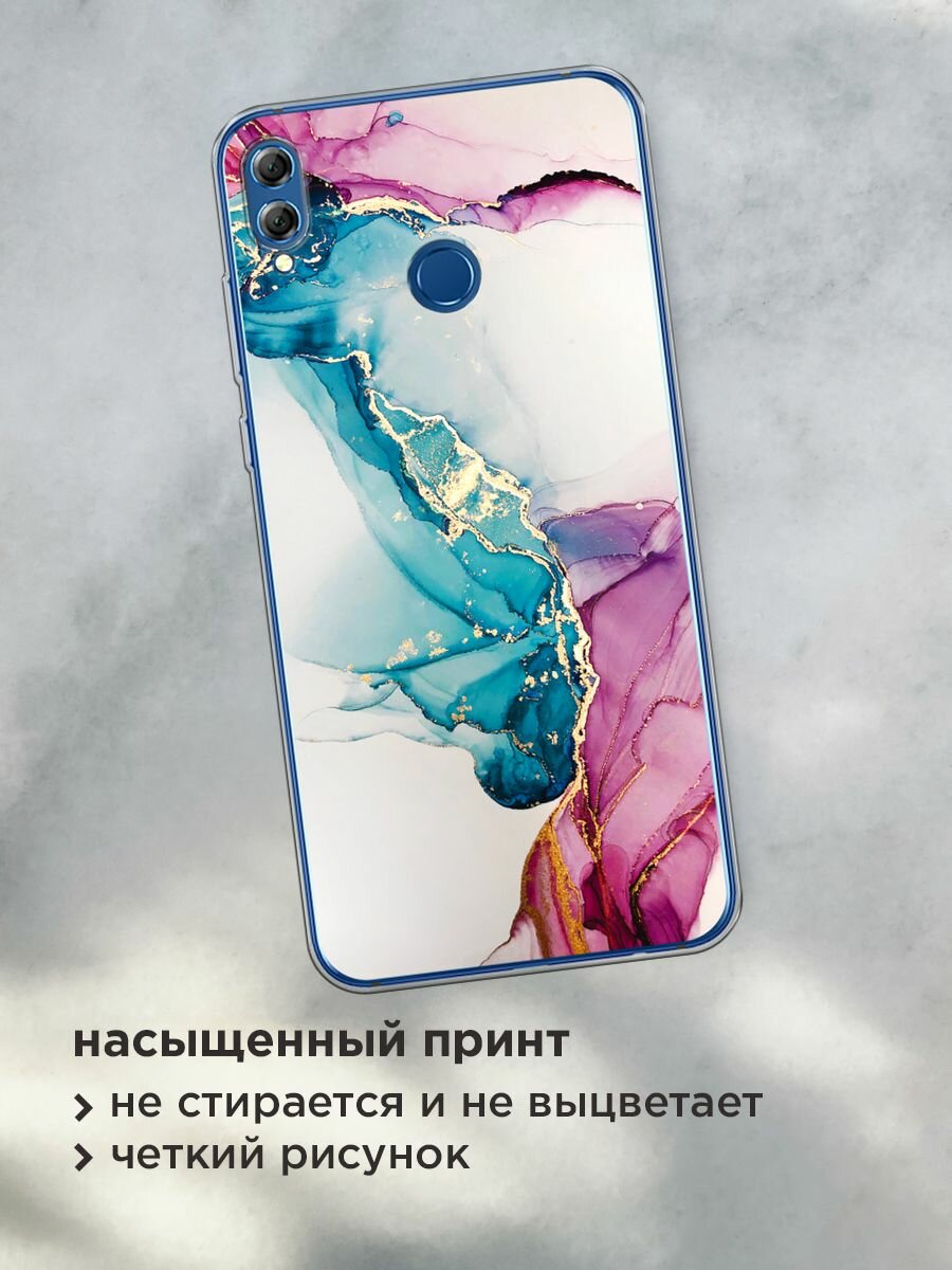 Чехол на Honor 8X / Хонор 8Х с принтом "Розовые разводы рисунок" — фото 1