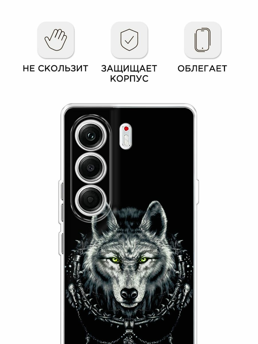 Чехол на Tecno Camon 40 Pro / Текно Камон 40 Про с принтом "Волк оберег" — фото 1