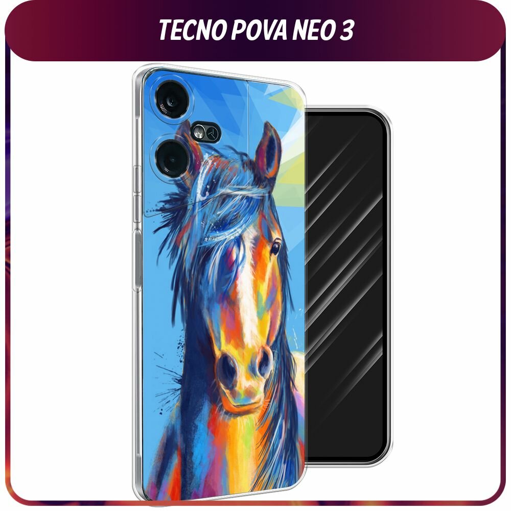 Чехол на Tecno Pova Neo 3 / Техно Пова Нео 3 с принтом "Лошадь арт 3"
