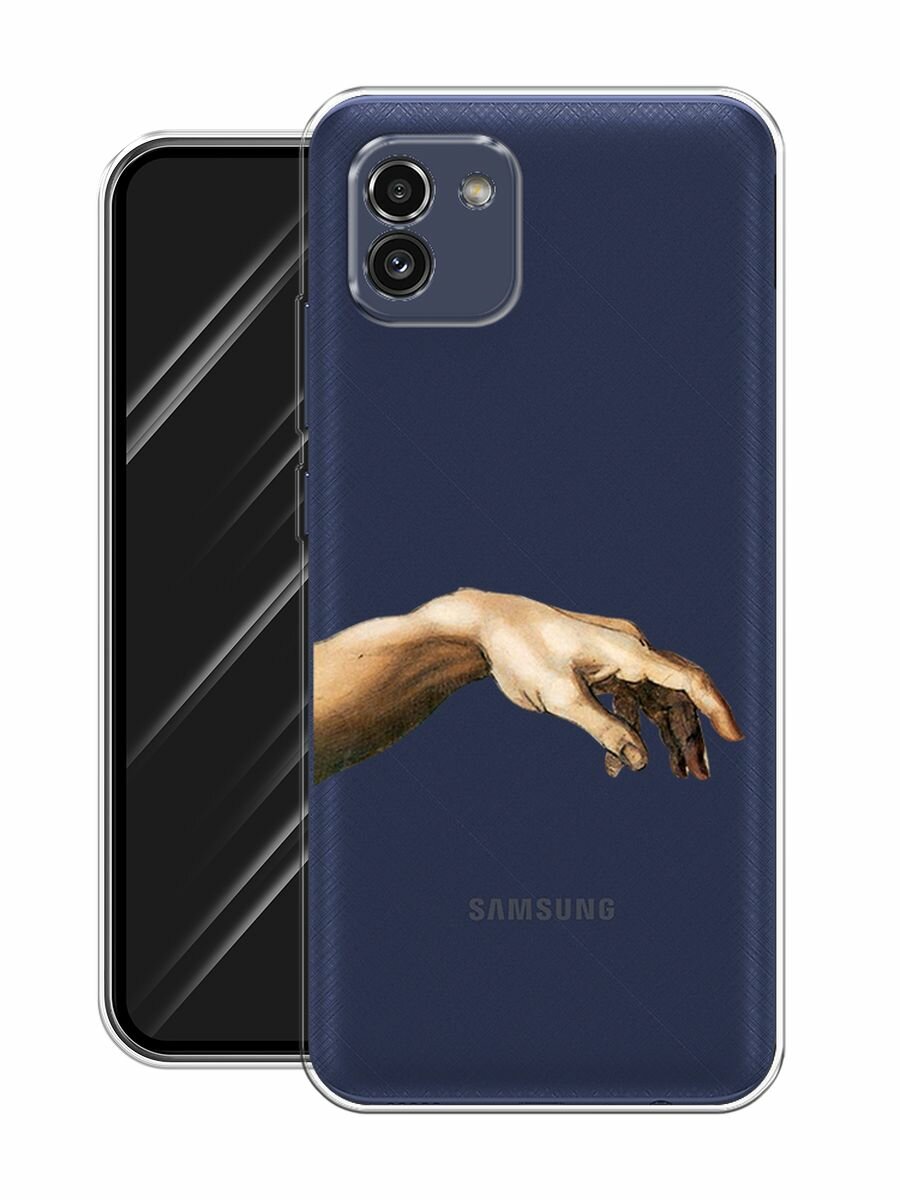 Чехол на Samsung Galaxy A03 / Самсунг Галакси А03 с принтом Creazione di Adamo 1, прозрачный — фото 1