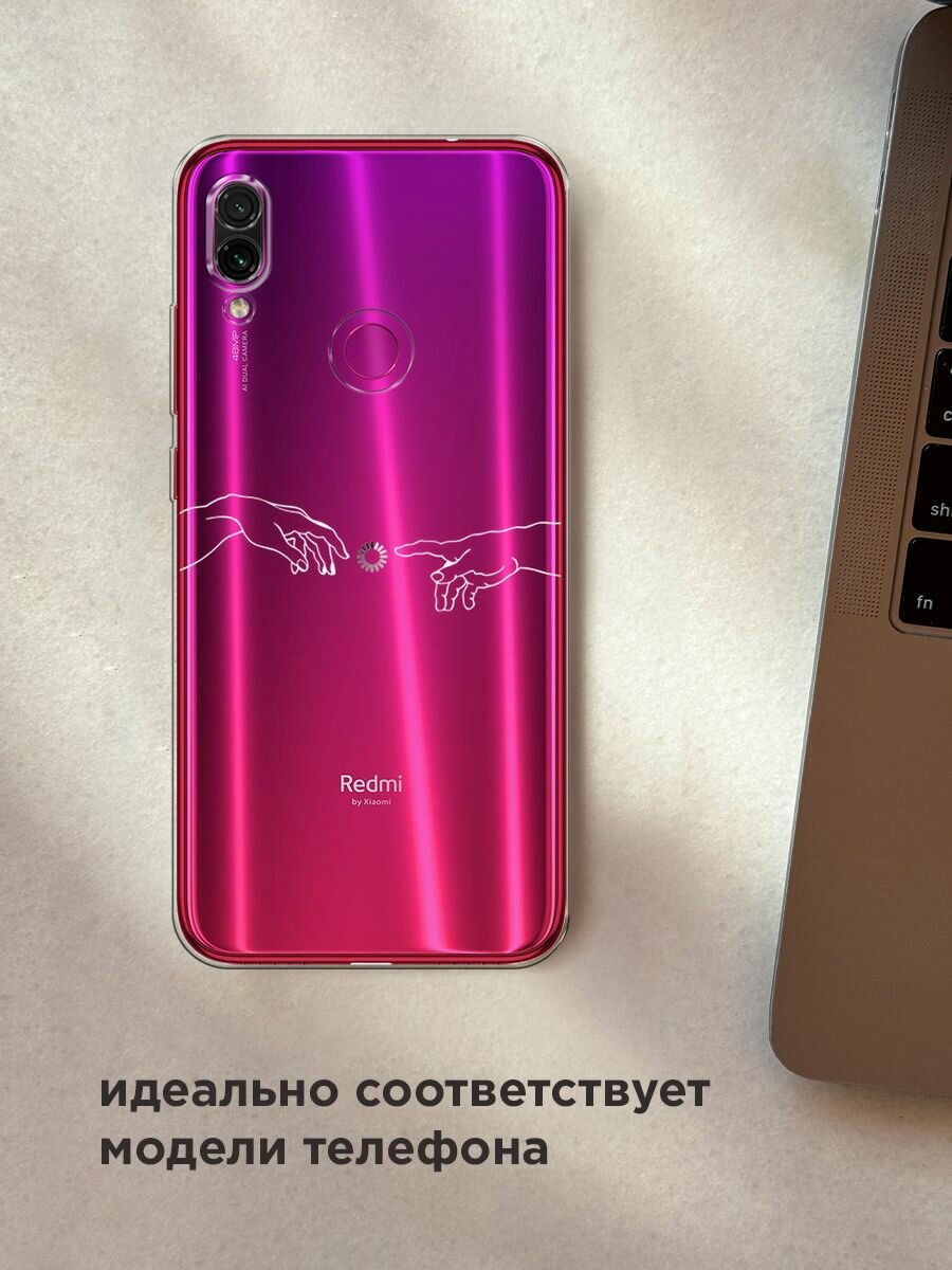Чехол на Xiaomi Redmi Note 7 / Сяоми Редми Нот 7 с принтом "Загрузка творения", прозрачный — фото 1