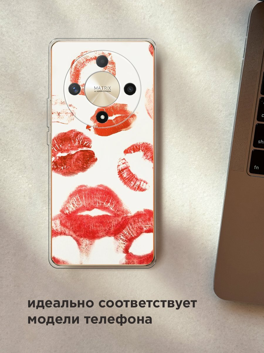 Силиконовый чехол на Honor X9b / Хонор X9B с принтом Следы помады — фото 1
