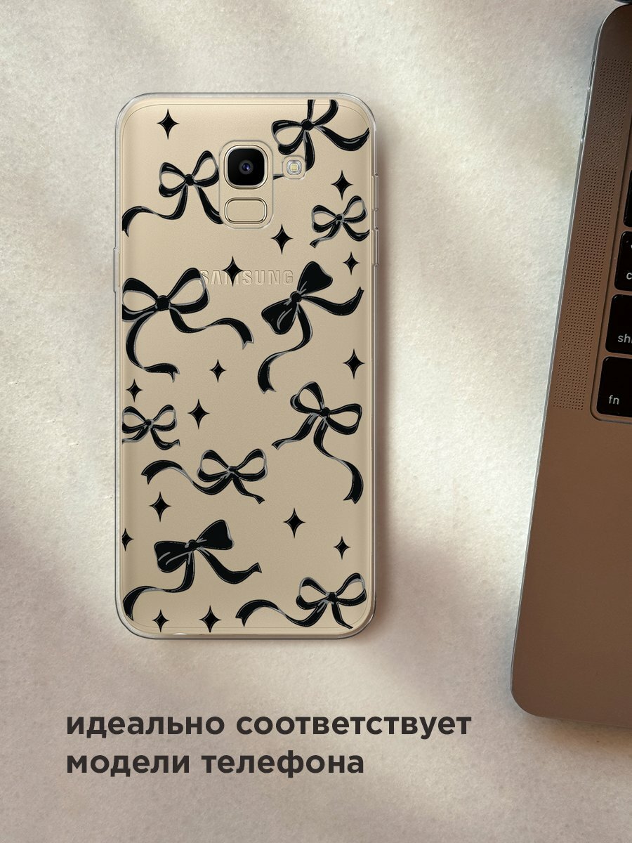 Чехол на Samsung Galaxy J6 2018 / Самсунг Галакси Джей 6 2018 с принтом "Милые чёрные бантики 4" — фото 1