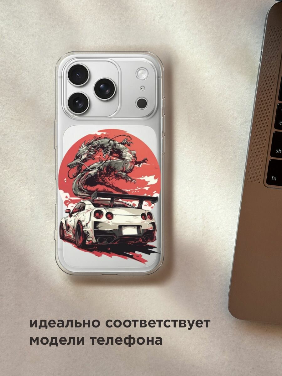 Чехол на Apple iPhone 17 Pro / Айфон 17 Про с принтом "Car and dragon", прозрачный — фото 1