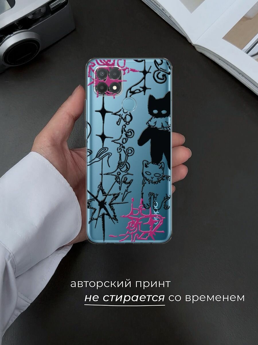 Чехол на Oppo A15/A15s / Оппо А15/A15s с принтом "Готические котики" — фото 1