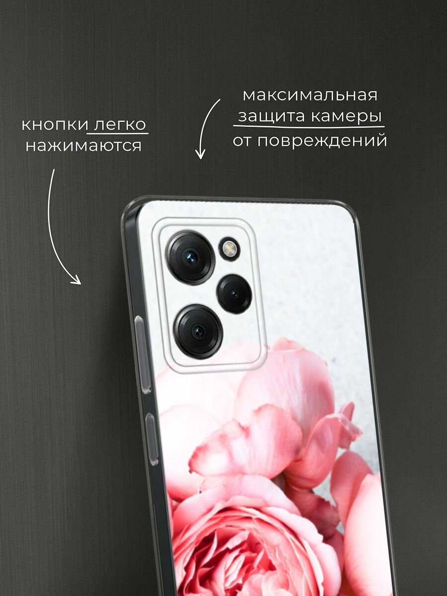 Чехол на Xiaomi Poco X5 Pro 5G / Сяоми Поко X5 Про 5G с принтом "Пионы на белом" — фото 1