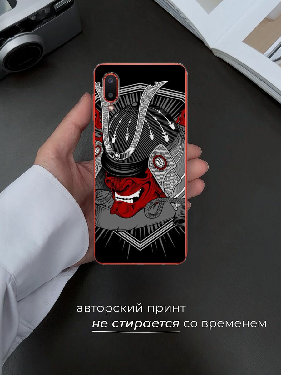 Чехол на Samsung Galaxy A02 / Самсунг Галакси А02 с принтом "Красная маска самурая" — фото 1