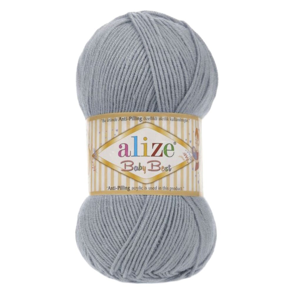 Пряжа для вязания Alize Baby best 119 серое небо 100 гр/240 м 10% бамбук, 90% антипилинг акрил