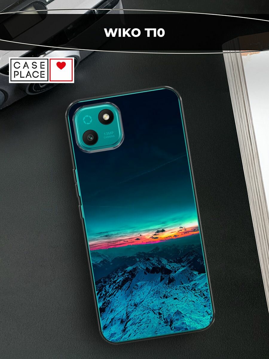 Силиконовый чехол на Wiko T10 / Вико Т10 с принтом "Закат в горах"