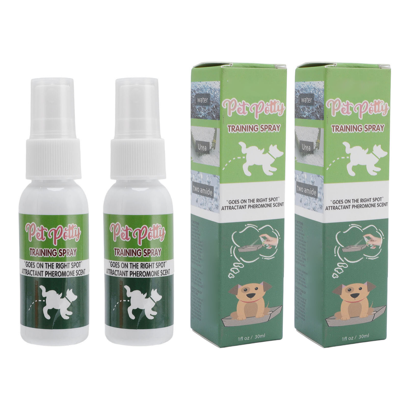 2 шт, спрей для приучения к горшку для домашних животных, 30 мл, спрей для фиксированного пятна мочи для щенков в помещении и на открытом воздухе