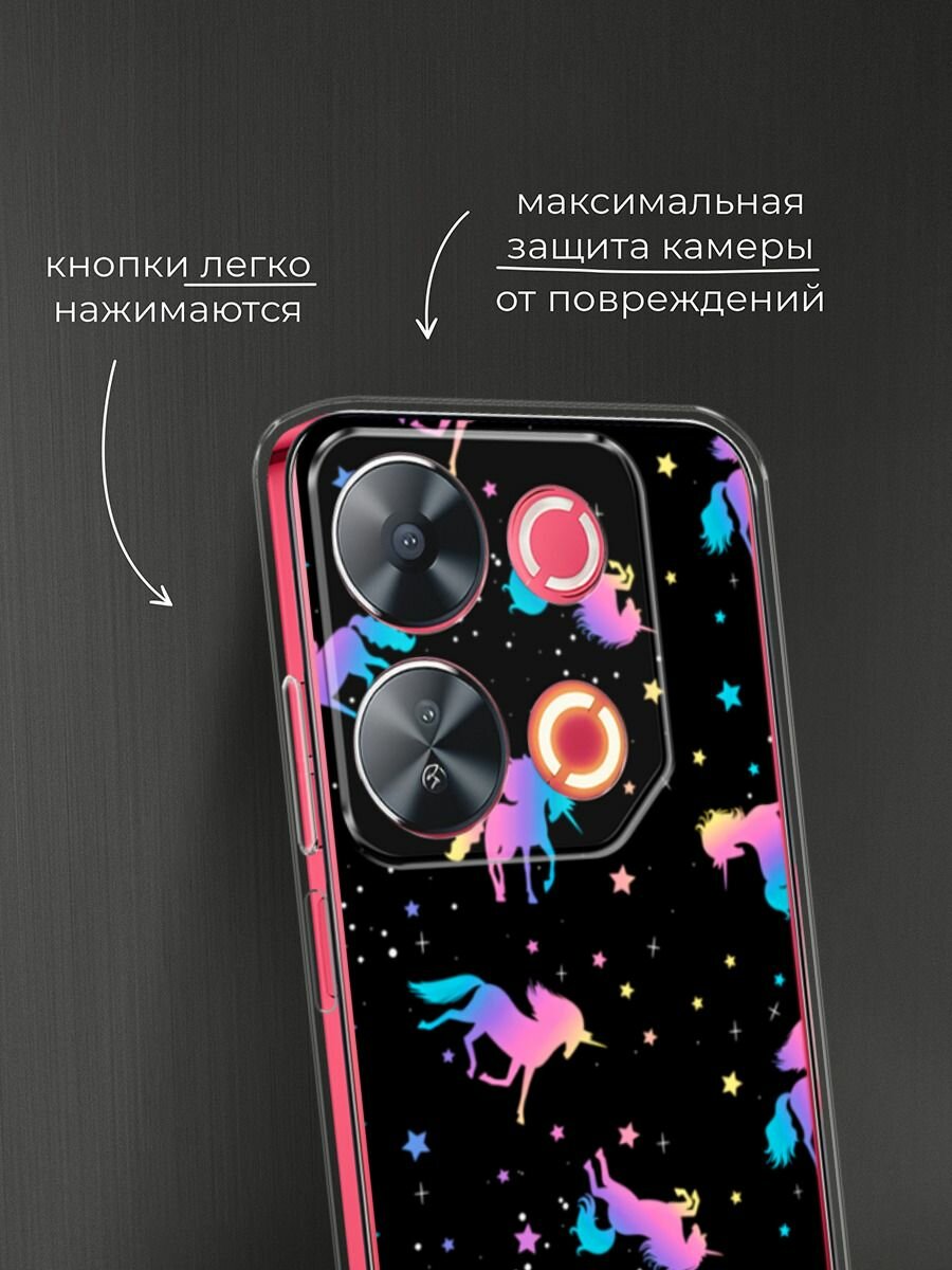 Силиконовый чехол на Itel P65 / Ител P65 с принтом "Единороги градиент" — фото 1