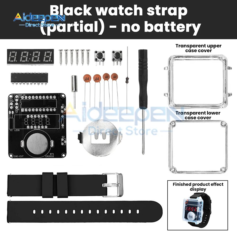 Aideepen DIY электронные часы, черный цвет