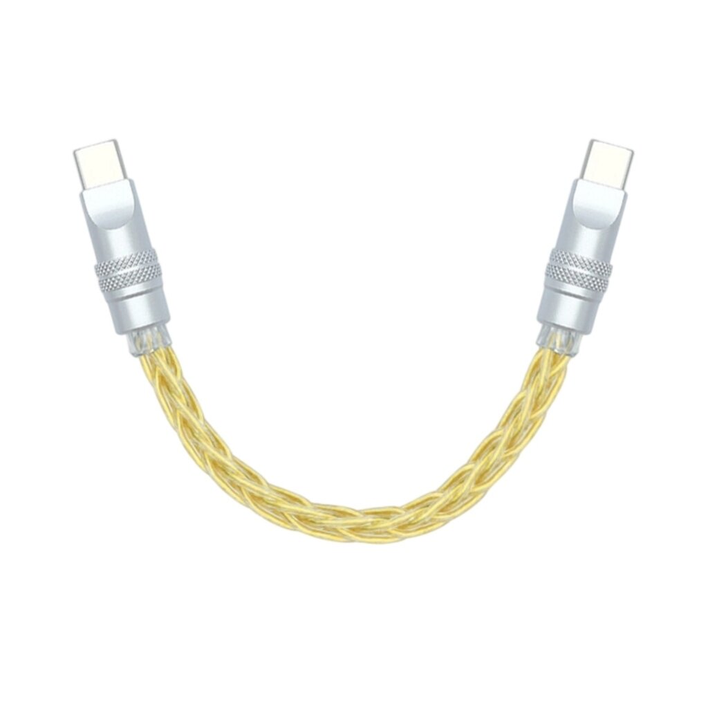 Оплетенный восьмижильный посеребренный монокристаллический медный кабель для передачи данных от TypeC до Type C-15 см-золотой