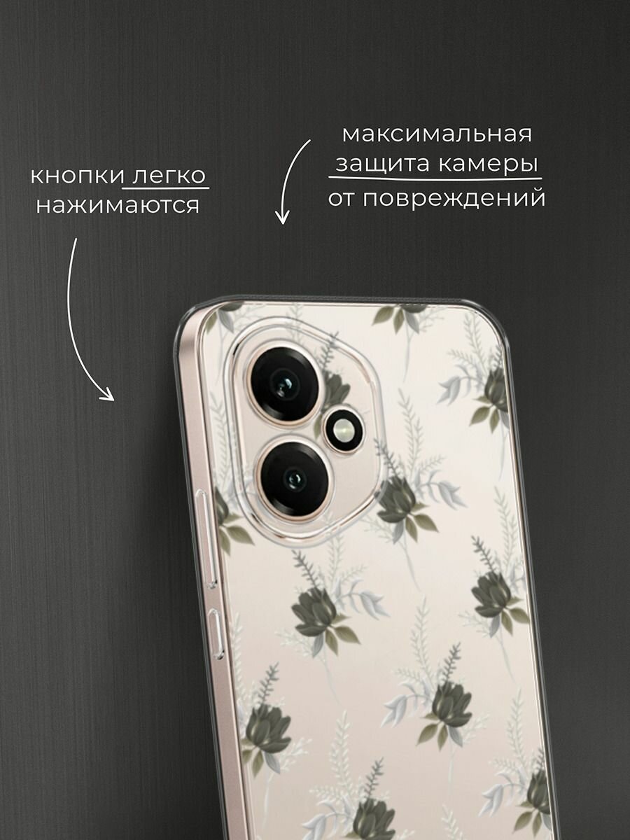 Чехол на Honor 400 / Хонор 400 с принтом "Паттерн цветы сепия" — фото 1