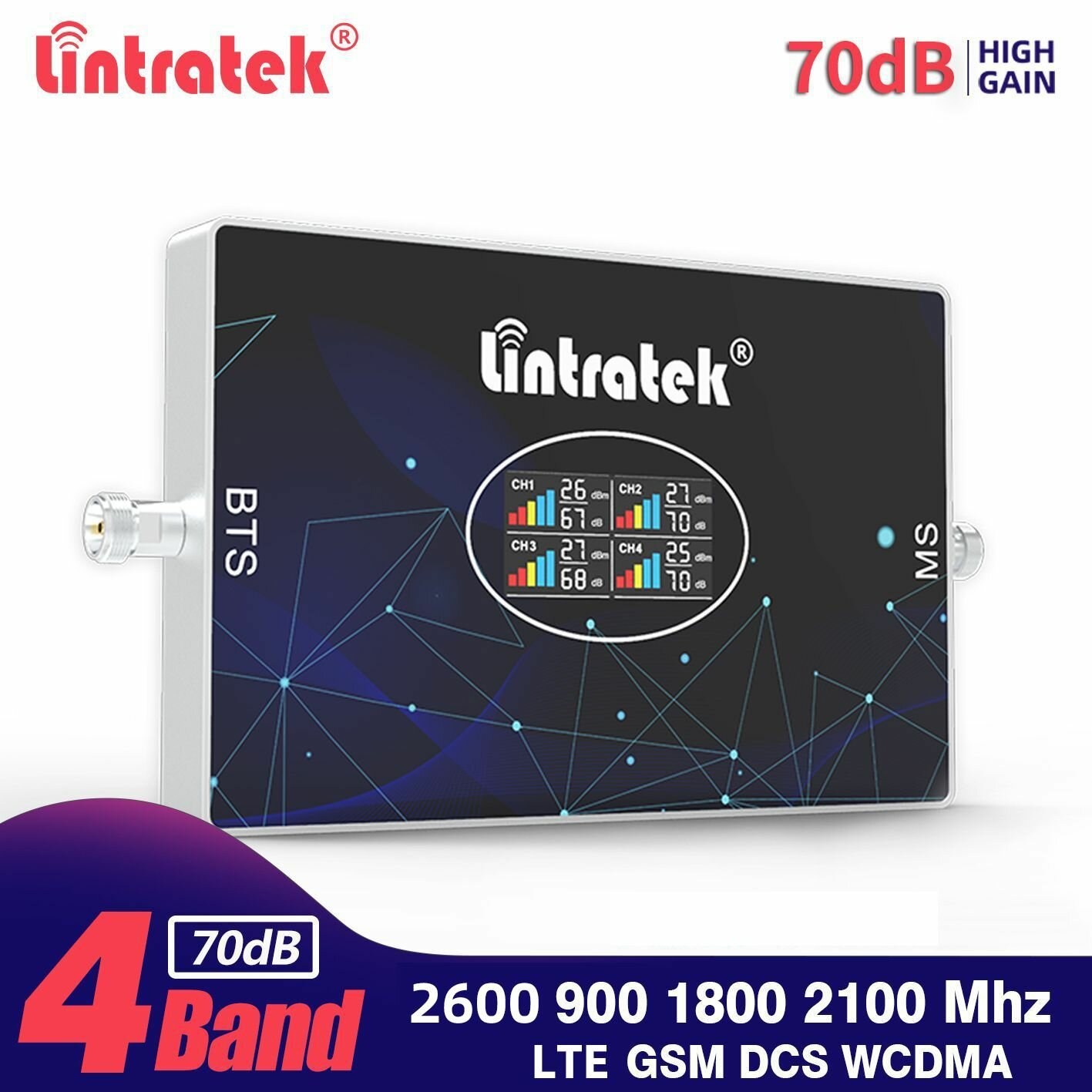 Lintratek 5G усилитель сотовой связи 2G 3G 4G GSM B7 LTE Повторитель мобильного телефона 2600 900 1800 2100 МГц