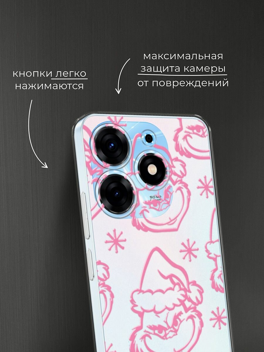 Чехол на Tecno Spark 10 Pro / Текно Спарк 10 Про с принтом "Розовый Гринч 3" — фото 1