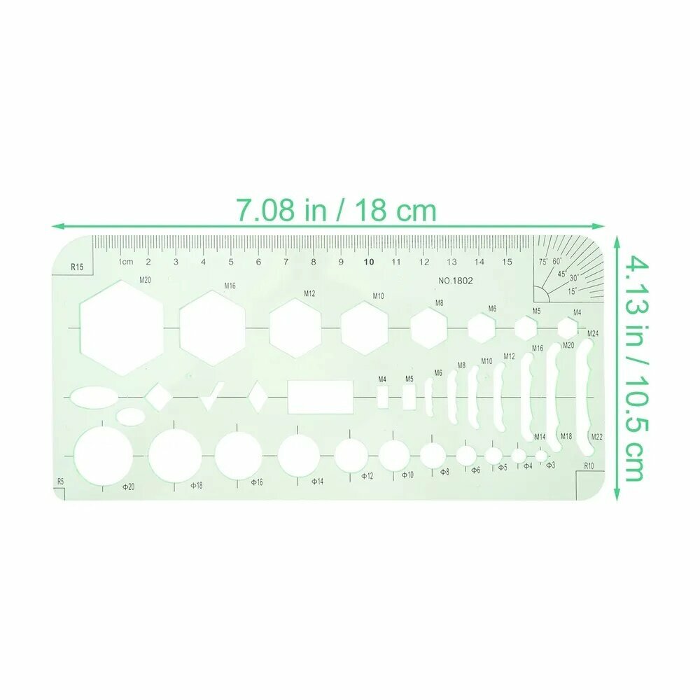 Пластиковые трафареты с геометрическими элементами, улучшают производительность работы, формат 18x10.5 см