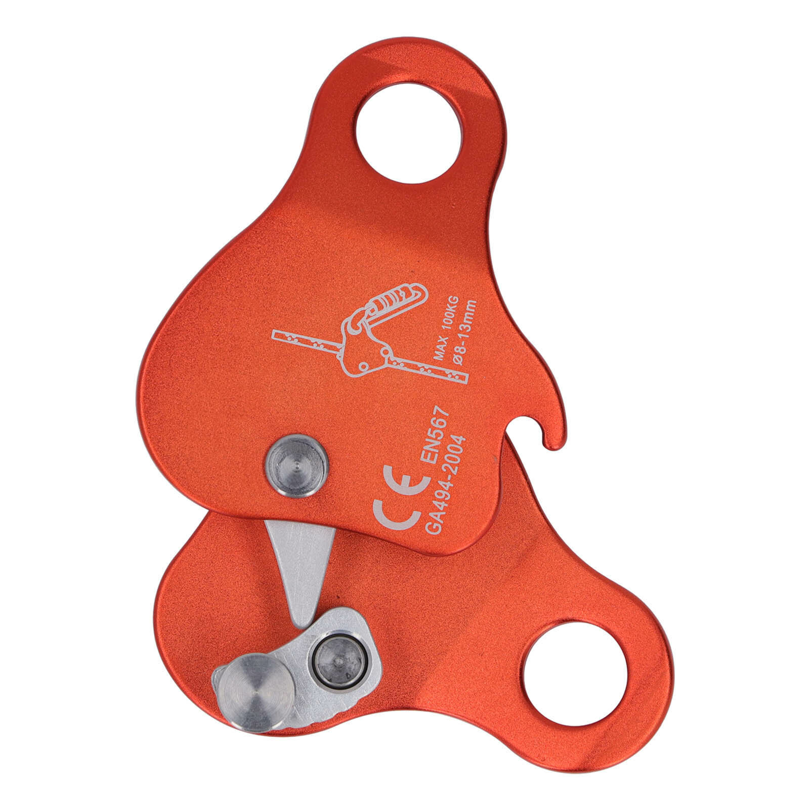 Climbing Rope Grab Aluminum Alloy Self Locking 8‑13mm Stopper for Outdoor Mountaineering Orange