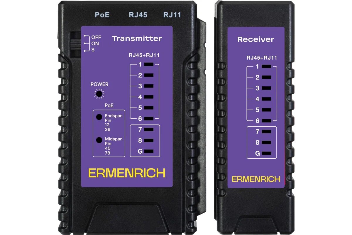 Ermenrich NetGeeks NP10 кабельный тестер фиолетовый для проверки кабелей и диагностики