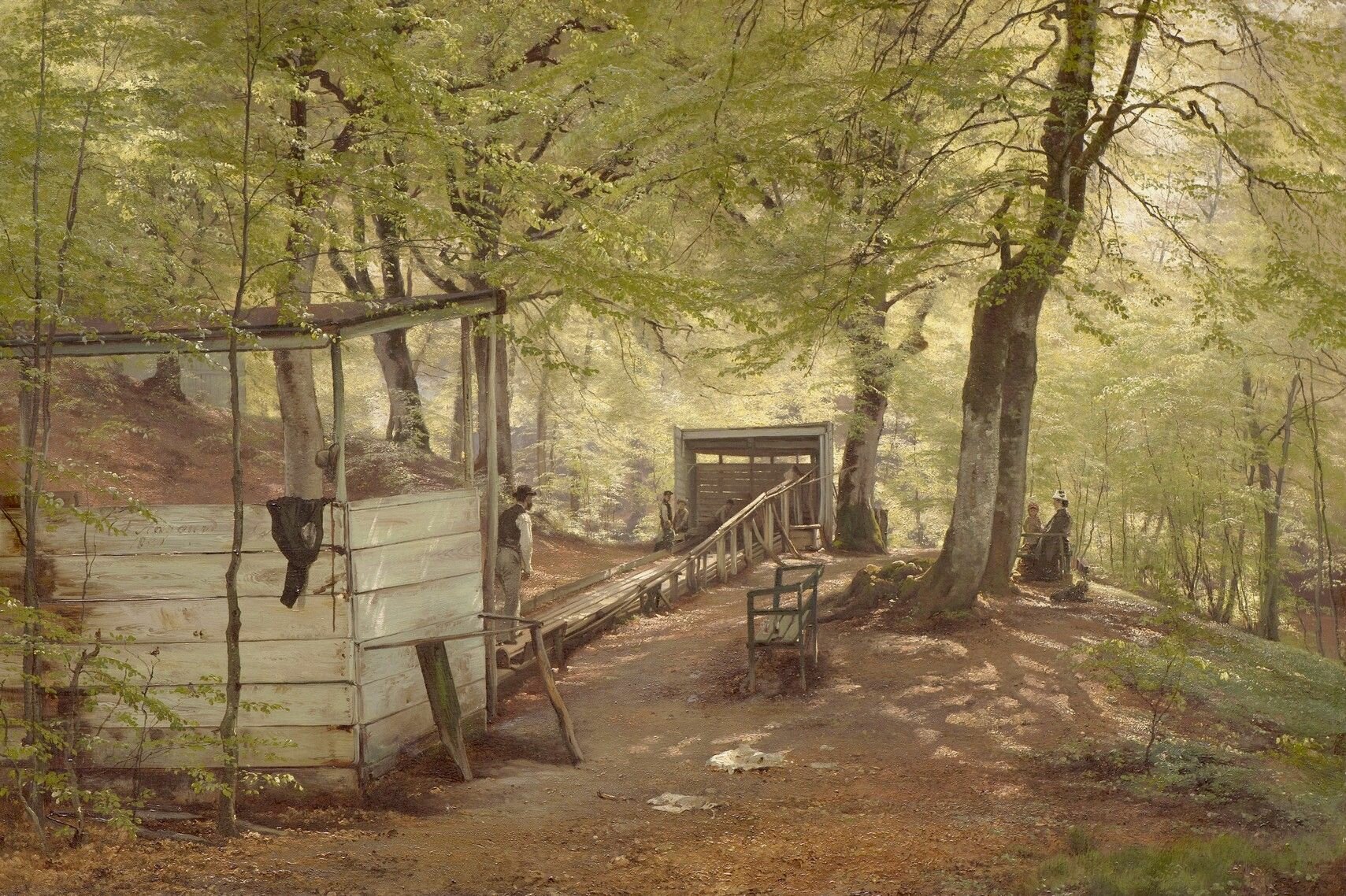 Картина Карла Фредерика Огора Кегельбан в лесу Сэби. Весеннее утро 60х40 см