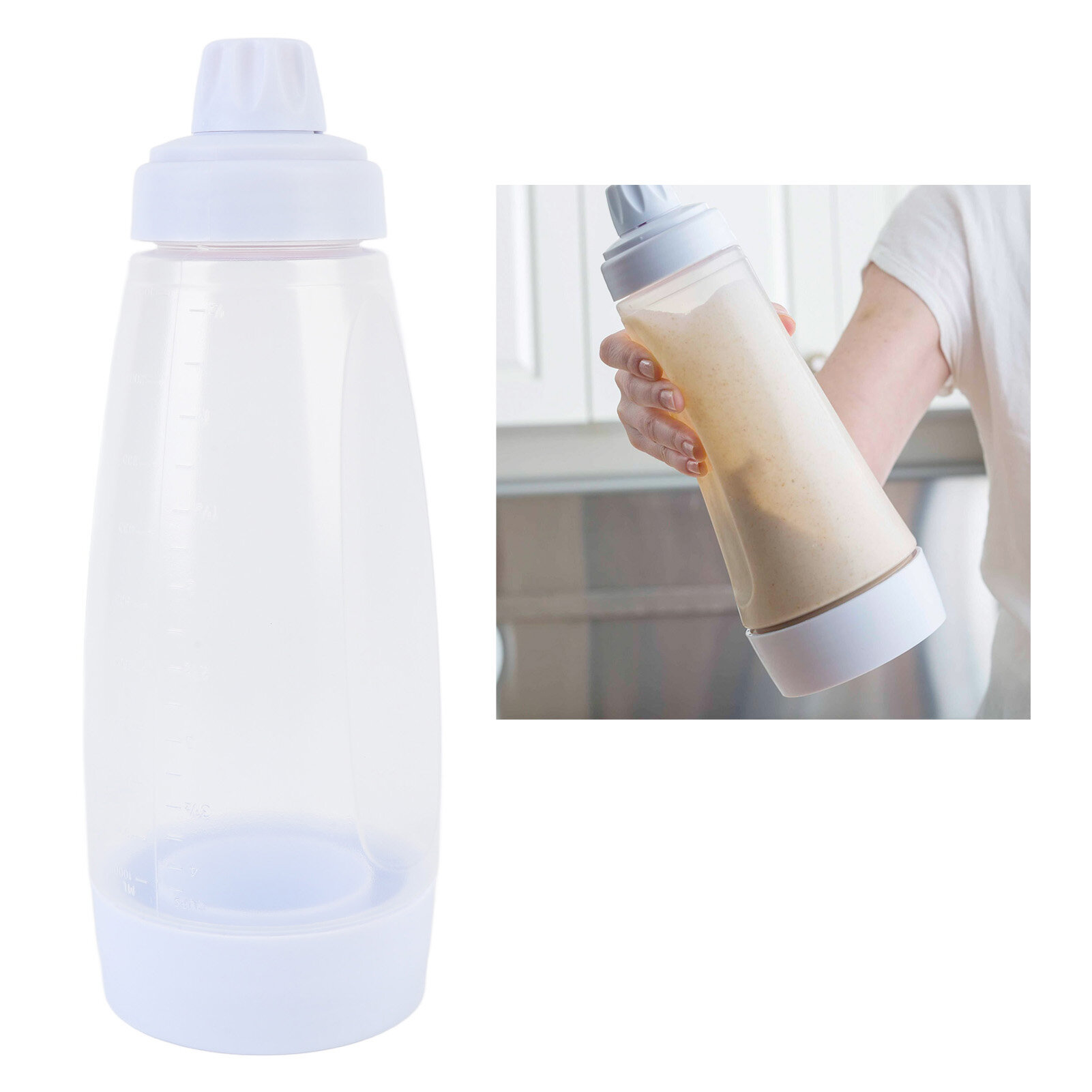 Миксер для теста для блинов, бутылка-диспенсер с шариком для смешивания, венчиком, кухонным шейкером, инструментом для выпечки 1000 мл