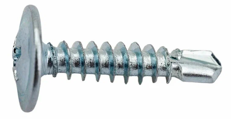 Саморез полусфера с прессшайбой, сверло, цинк 4,2х76 (250шт), А01980