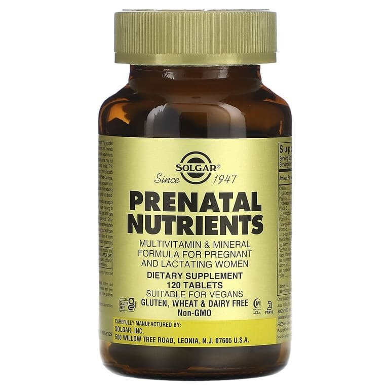 Solgar Prenatal Nutrients, Витамины и минералы для беременных 120 таблеток