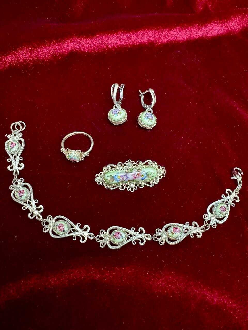 Комплект бижутерии, эмаль, керамика