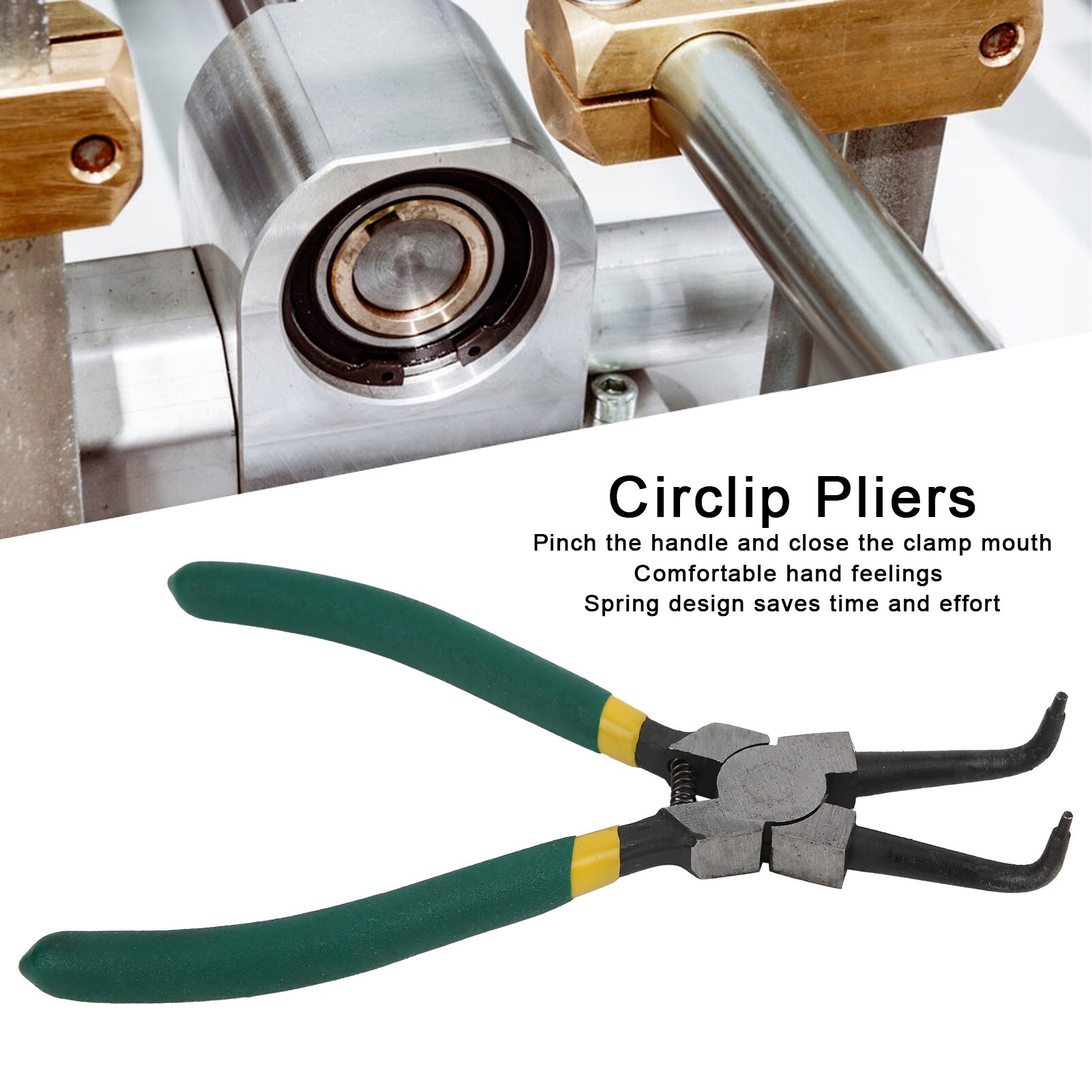 Плоскогубцы для стопорных колец, изогнутые внутренние плоскогубцы, инструмент, стальная пружинная ручка, плоскогубцы для стопорного кольца, ручной инструмент