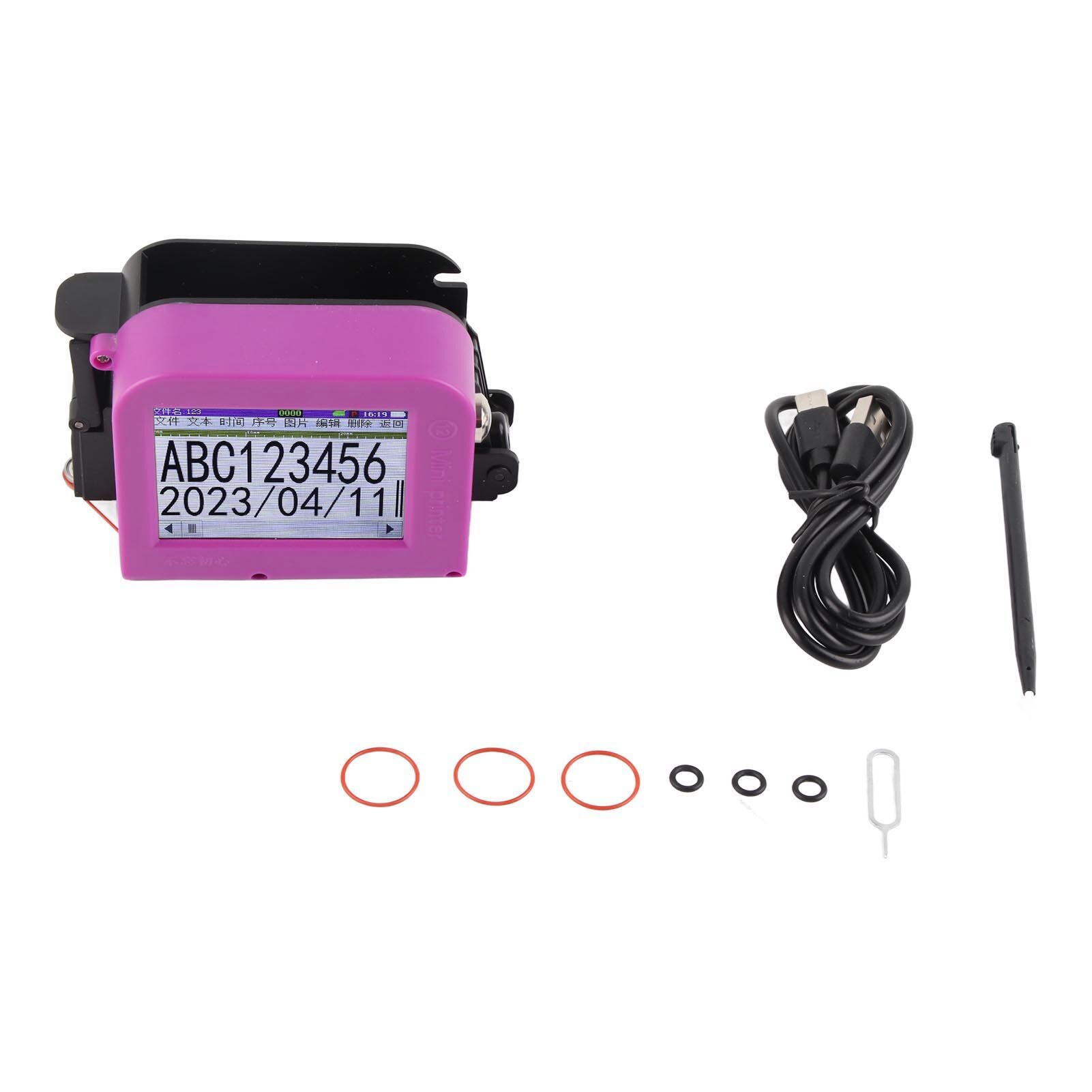 Портативный струйный принтер с LED-сенсорным экраном для нанесения логотипа, даты и этикеток (без картриджей) ЕС вилка