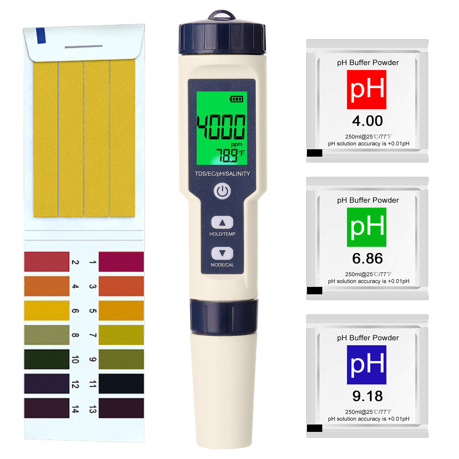 5 in 1 Professional Multi-parameter Combo Testing Meter PH/EC/TDS/Salinity/Thermometer Digital Multi-Function Tester Water Quality