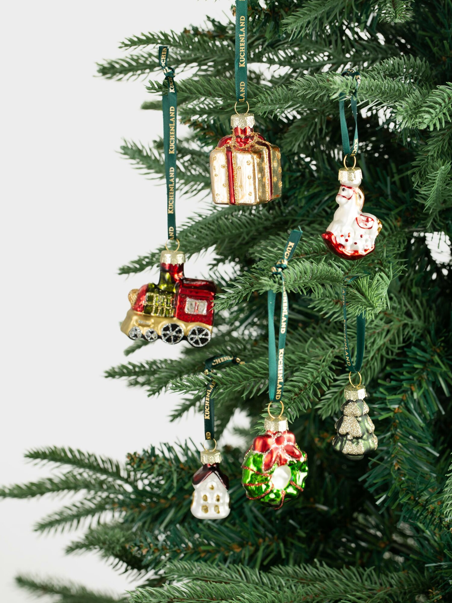 Набор елочных игрушек, 4 см, 6 шт, стекло, с блестками, Новогодние атрибуты, Figure christmas