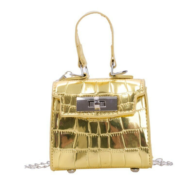 Детская повседневная сумка с лазерной текстурой камней и износостойким дизайном для ежедневного использования gold