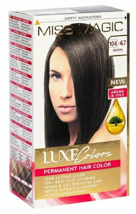 Miss Magic Стойкая краска для волос "LUXE COLORS" 104/4.7- шоколад