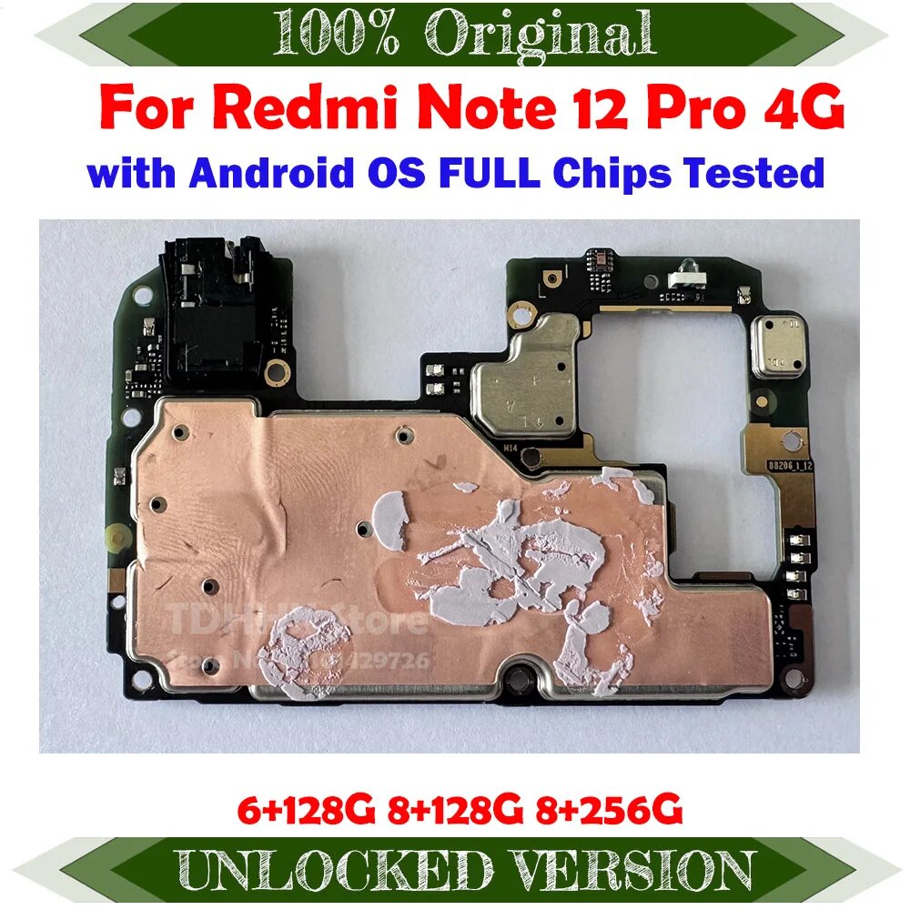 100% оригинальная материнская плата версии 4G для Redmi Note 12 Pro, хорошая 256GB ROM 8GB RAM