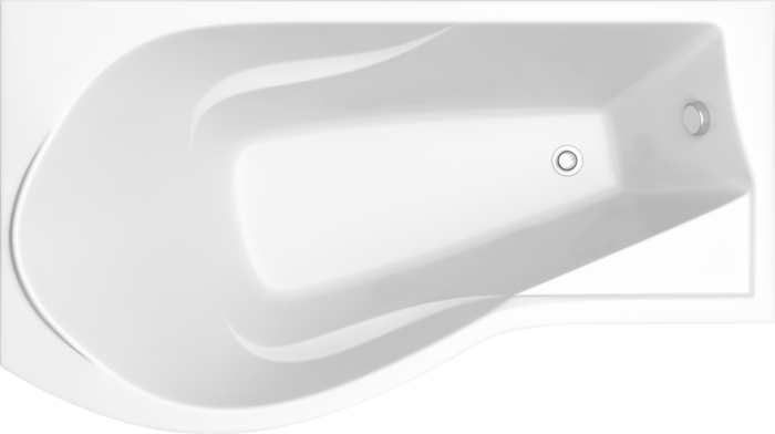 Акриловая ванна Bas Капри L 170x95 см, угловая, левая, пристенная, белая, асимметричная, с каркасом