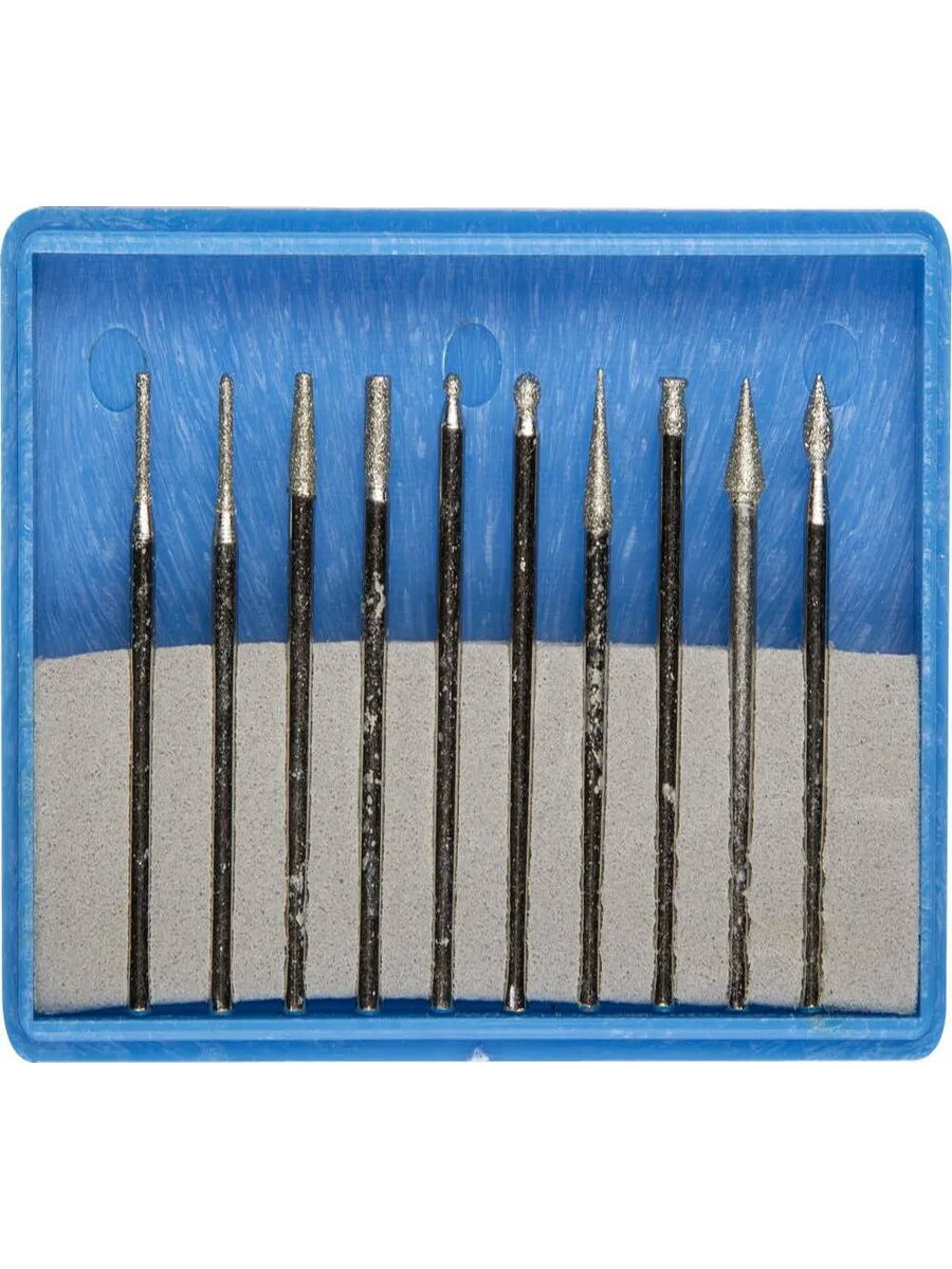 10 шт, хвостовик d 3 мм, Р 150 - 180, набор алмазных мини-н