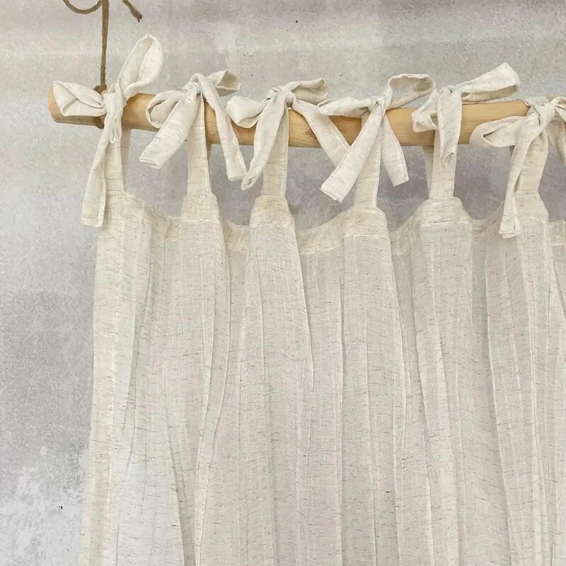 Льняная занавеска, зашнуровка, японский стиль W180xL230 cm