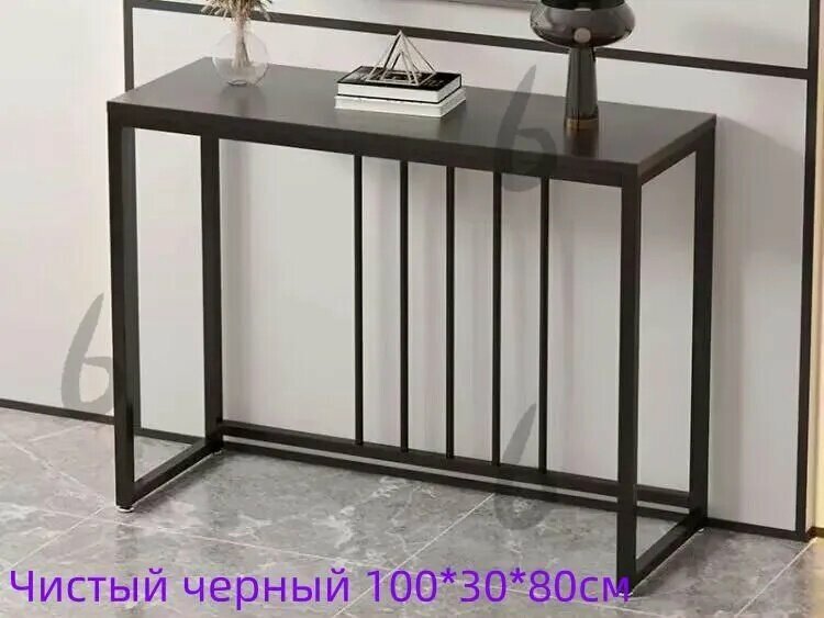 Консольный столик черное, 100x30x80 см, влдсп, глянцевый, для прихожей