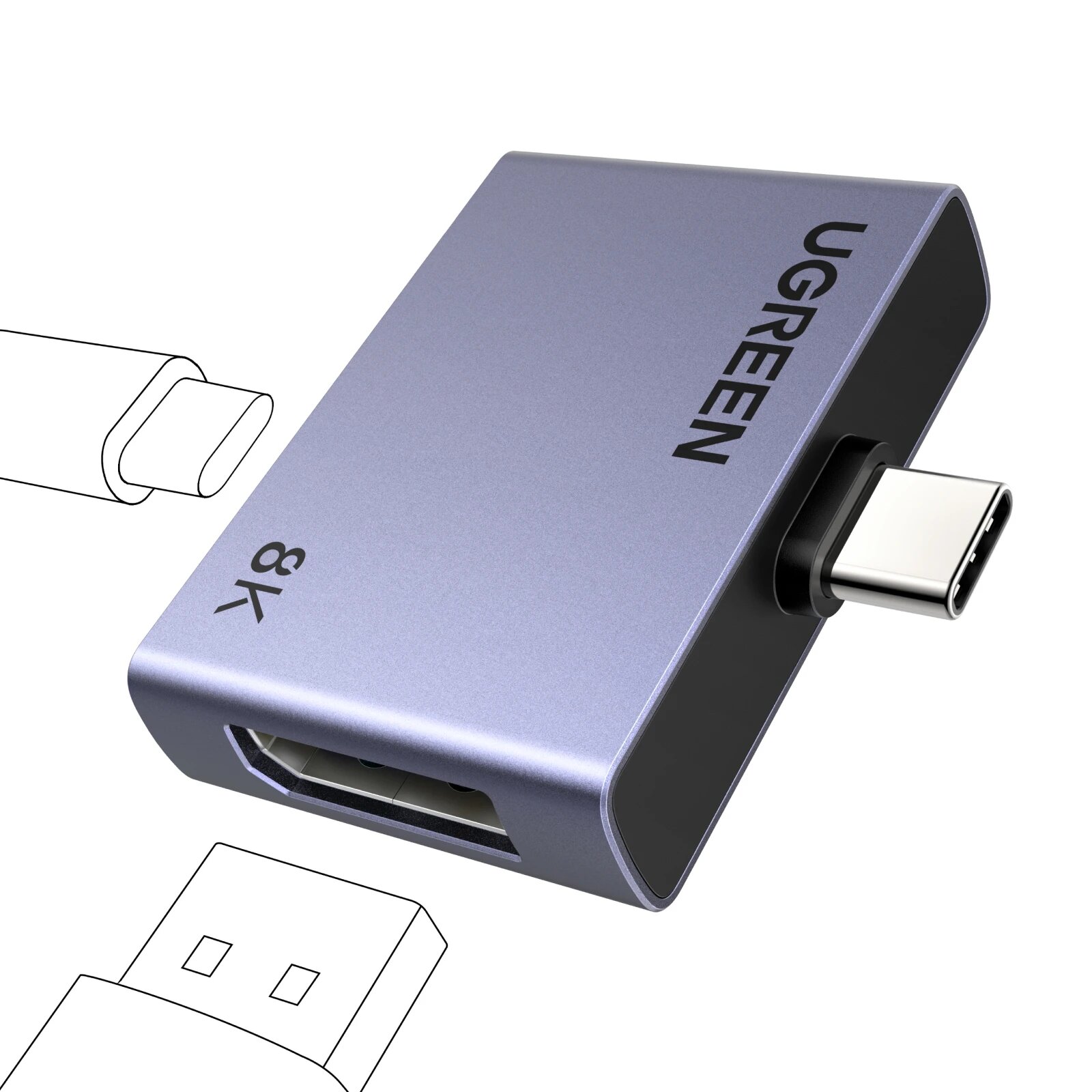 UGREEN USB C — DisplayPort 1.4 кабель-адаптер