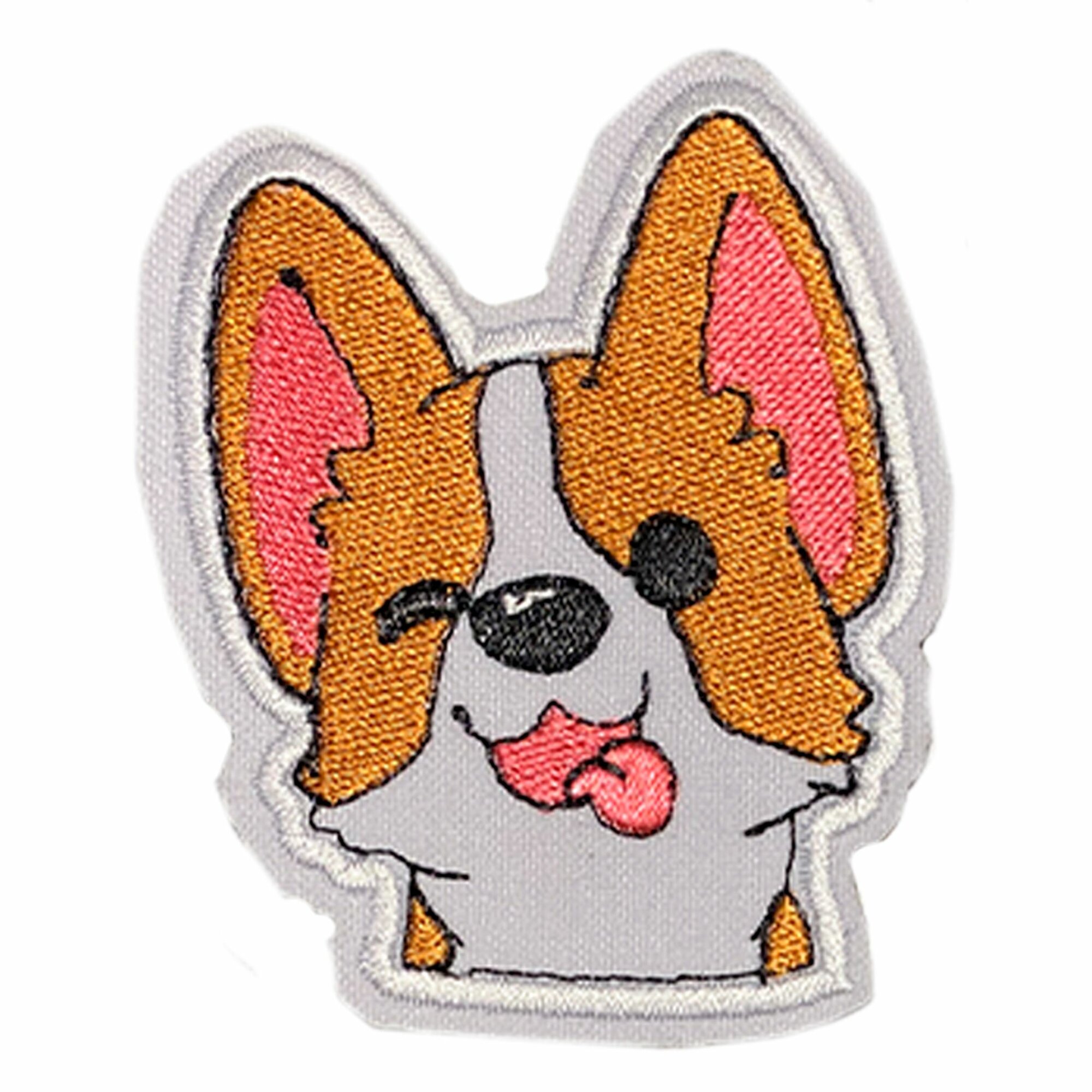 Нашивка, шеврон, патч (patch) Собака Корги подмигивает, размер 6,8*8 см