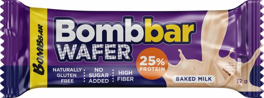 Батончик BOMBBAR вафельный с молочно-ореховой пастой со вкусом топлёного моло (Россия) 32г x 10 упаковки