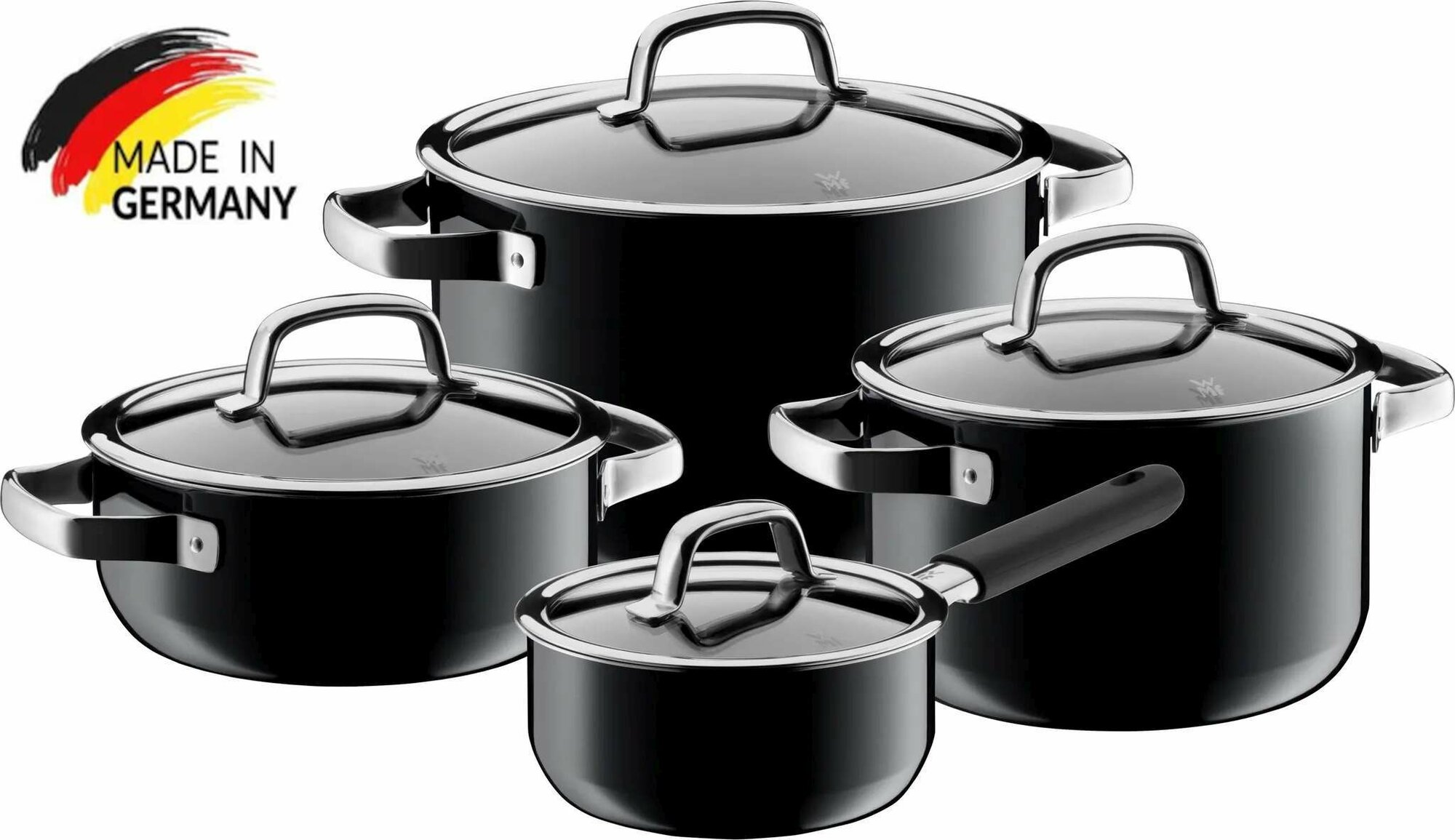 Набор кастрюль WMF FusionTec Германия Оригинал, 8 предметов, чёрный