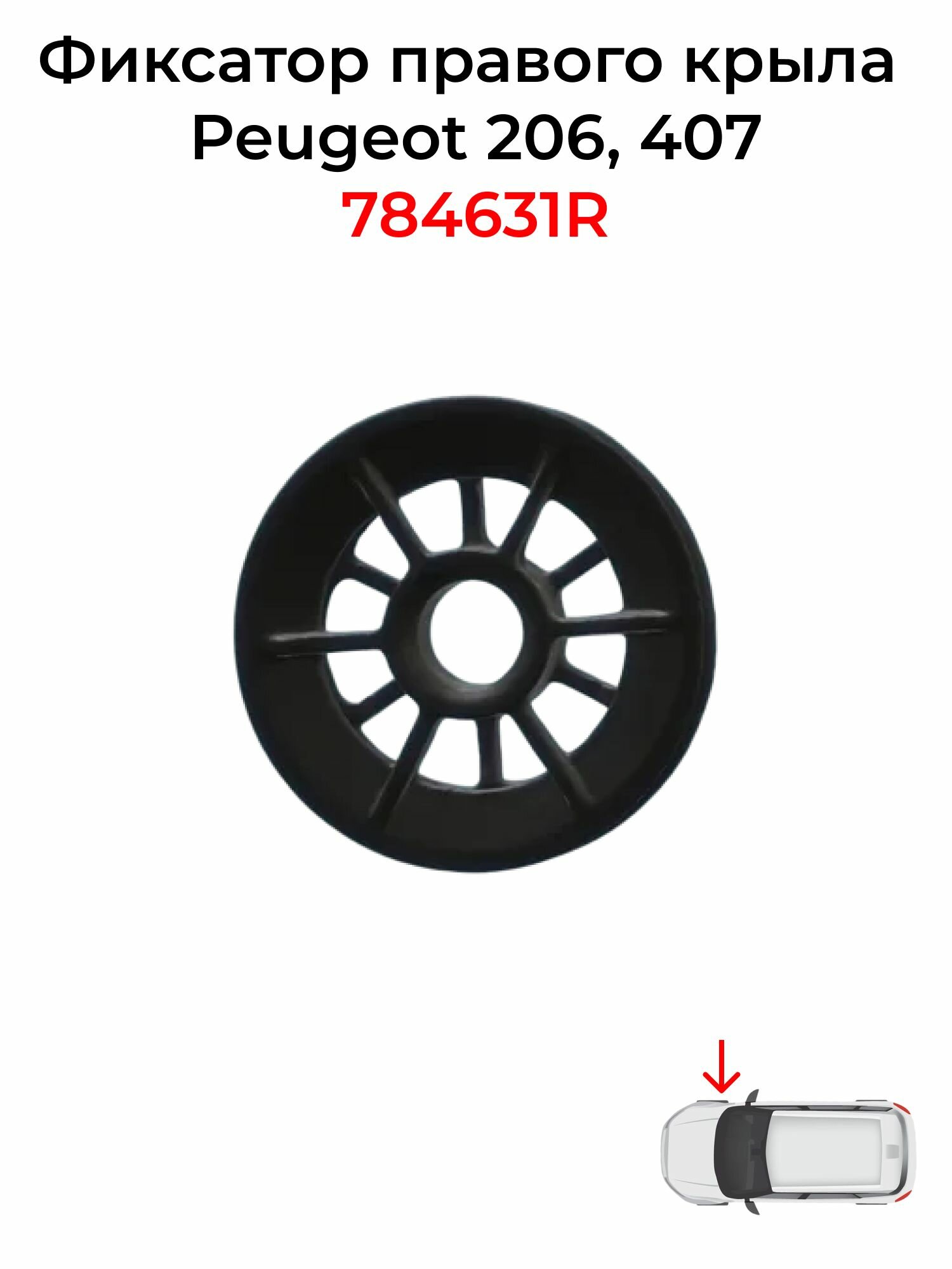 Фиксатор правого крыла Peugeot 206, 407